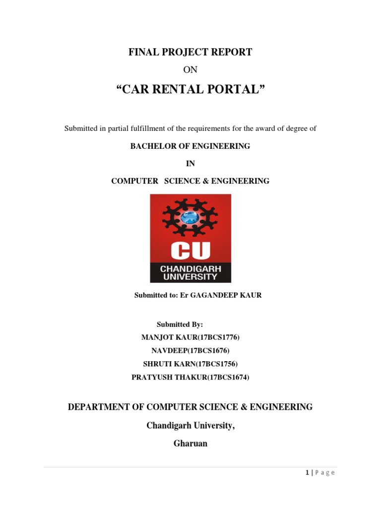 "Car Rental Portal": Final Project Report | PDF | Java Script | Java ...
