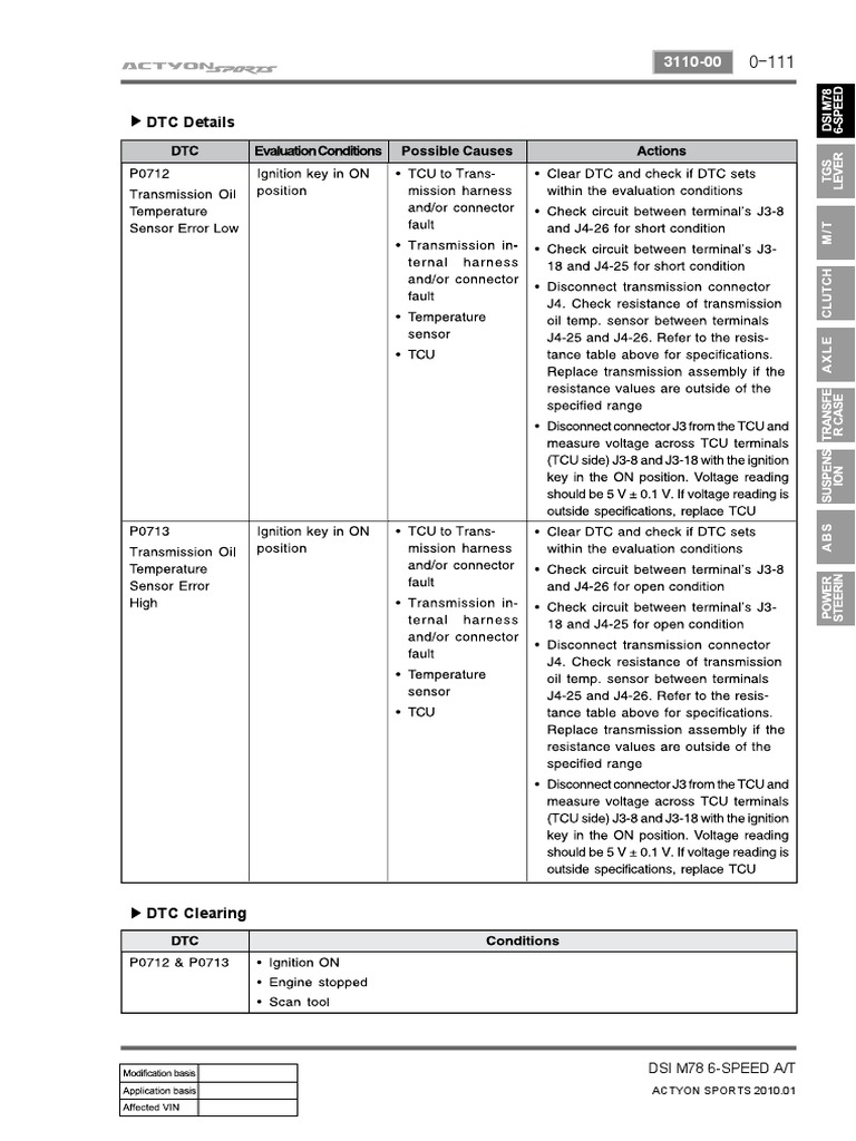 DTC Details: Dsi M78 6-Speed A/T | PDF | Transmission (Mechanics ...