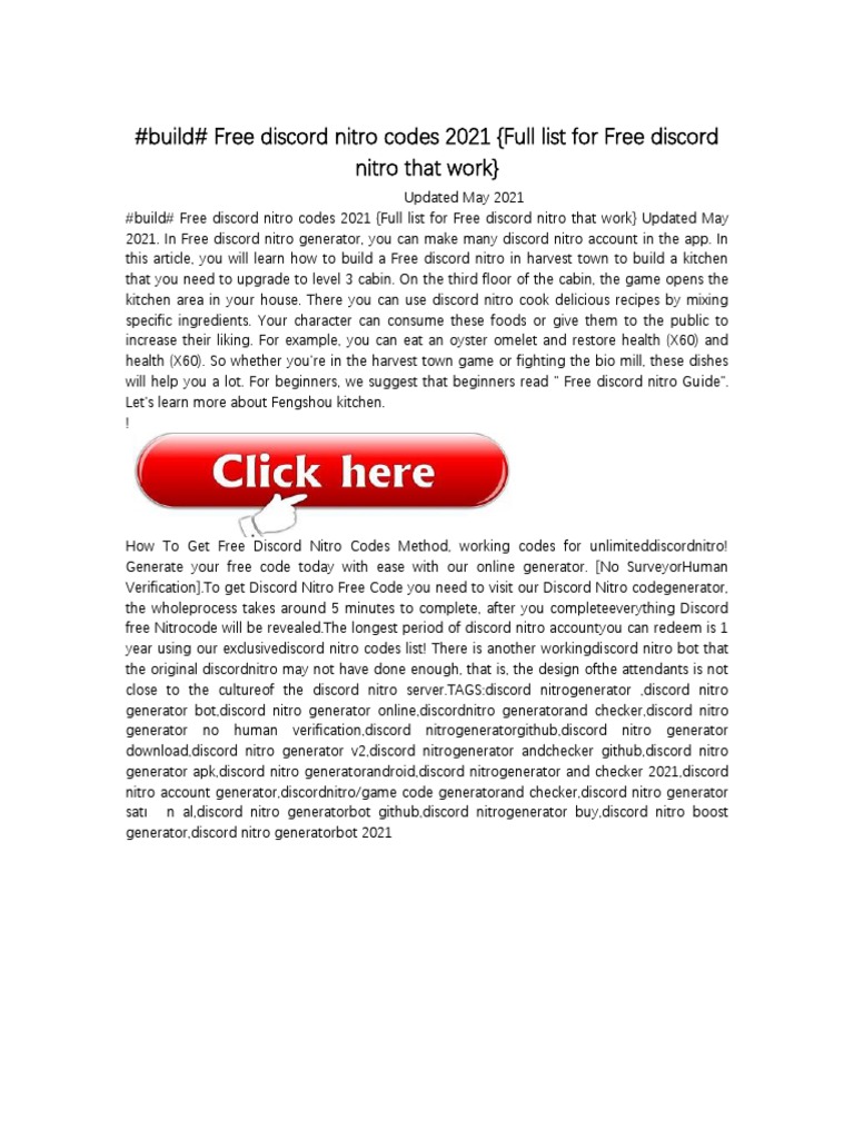 Free Discord Nitro Codes 2021 Guide | PDF | Home & Garden | Computers