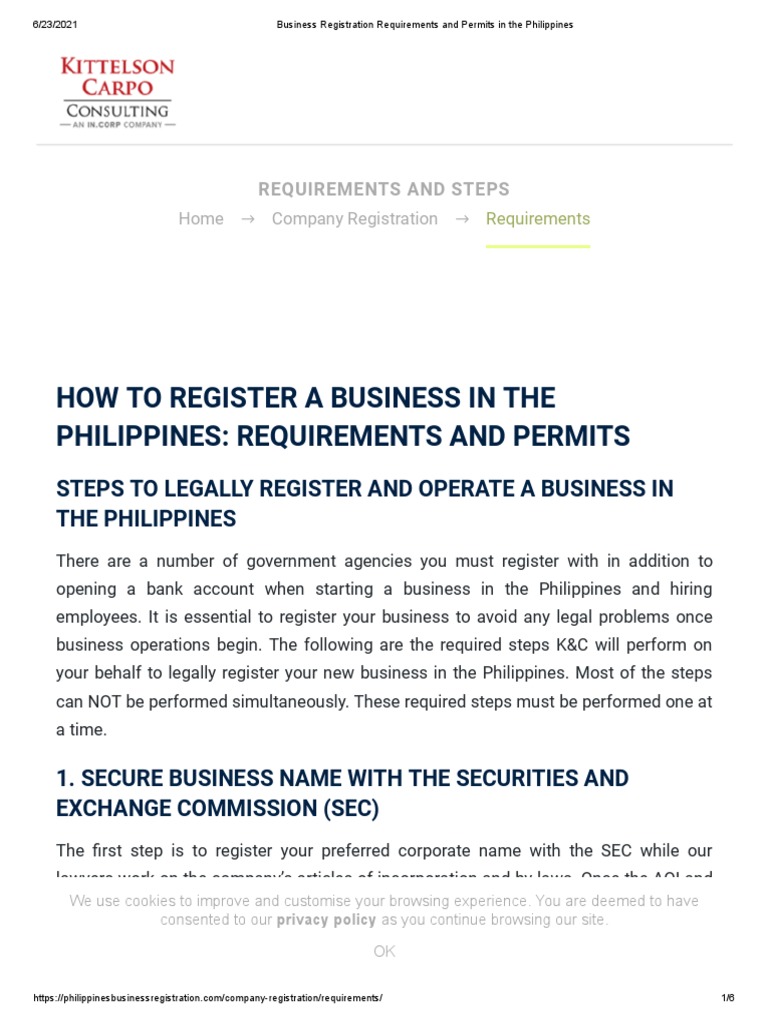 Process Business Registration Requirements and Permits in The ...