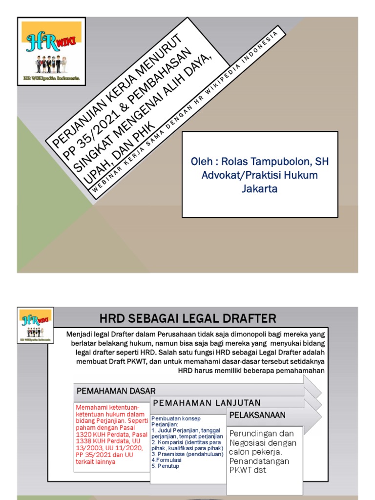 PKWT Menurut PP No 35 Tahun 2021 & Ulasan Alih Daya, Upah, PHK - 14 Mar 2021 | PDF