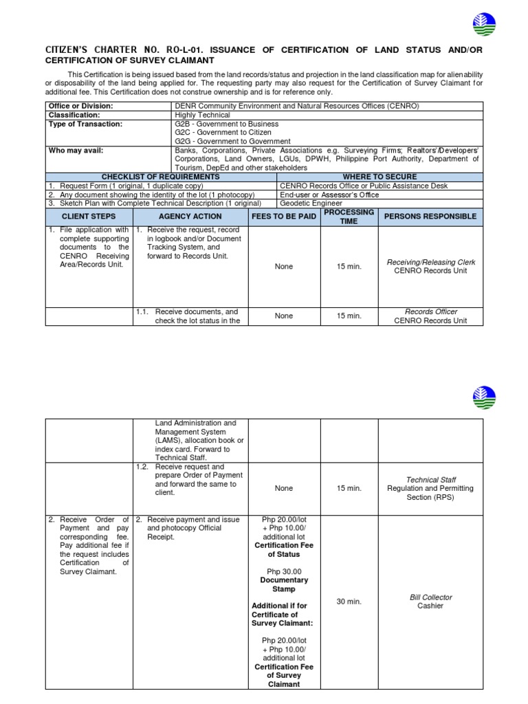 Land Status Certification Process Guide | PDF | Business | Science