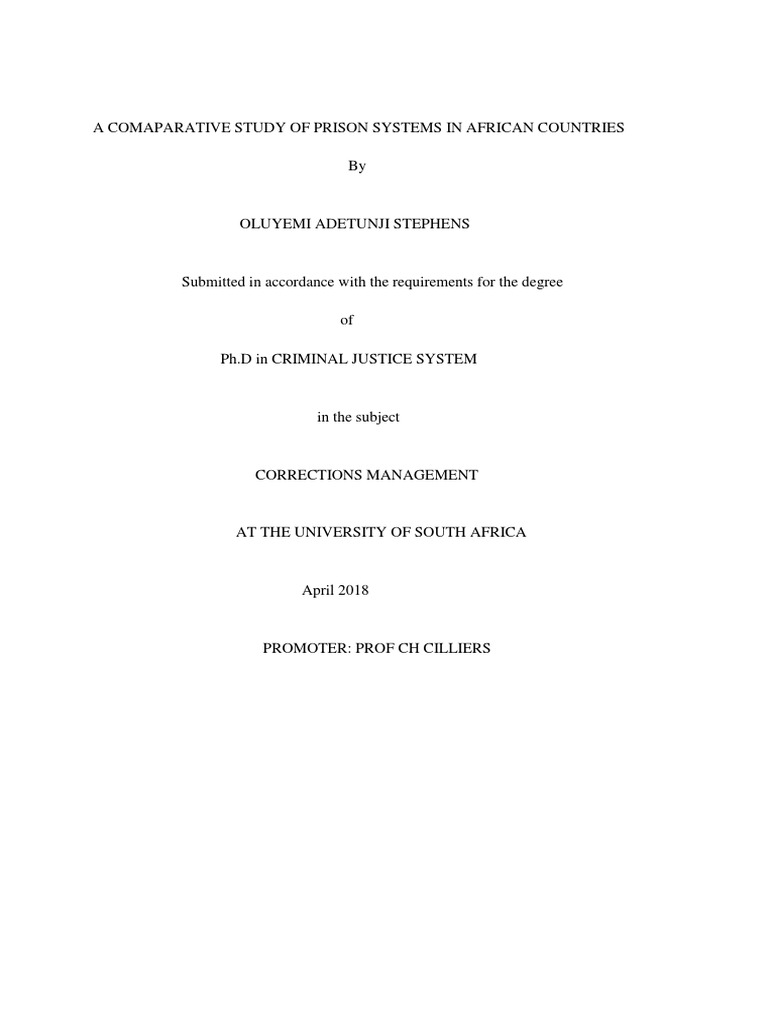 A Comparative Study of Prison Systems in African Countries (O.A ...