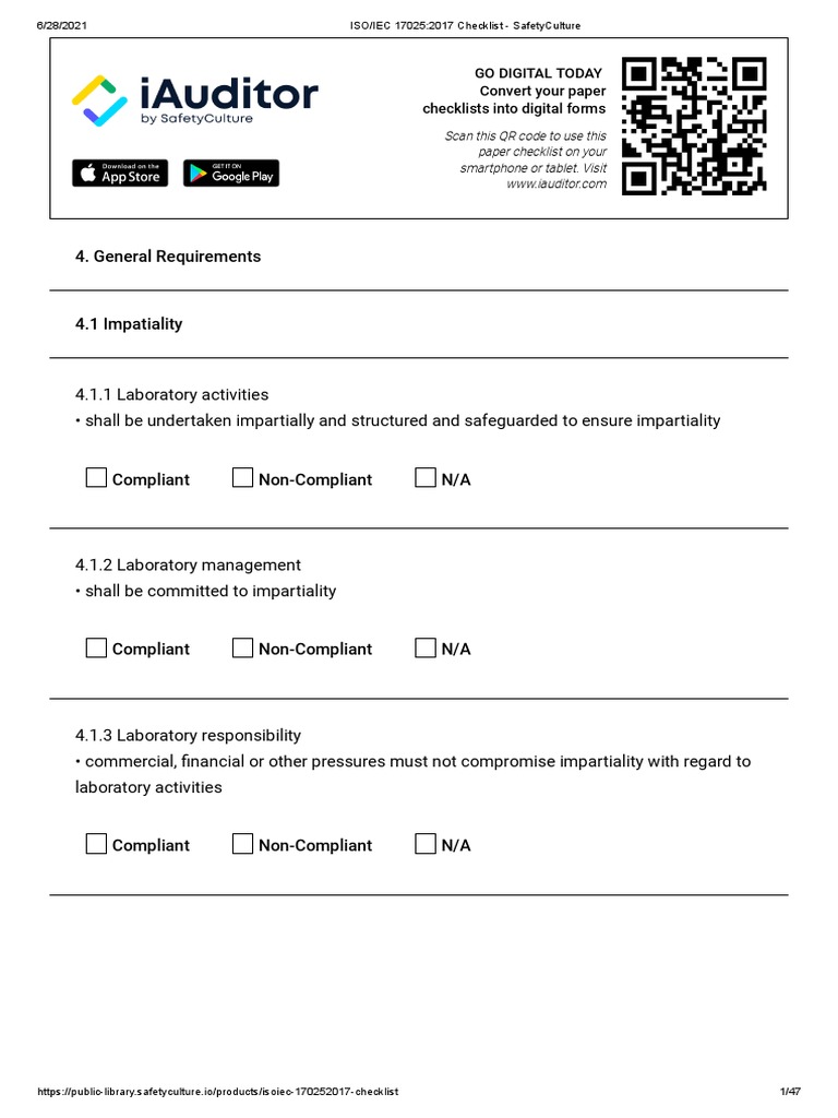 ISO IEC 17025 2017 Checklist | PDF | Calibration | Verification And ...