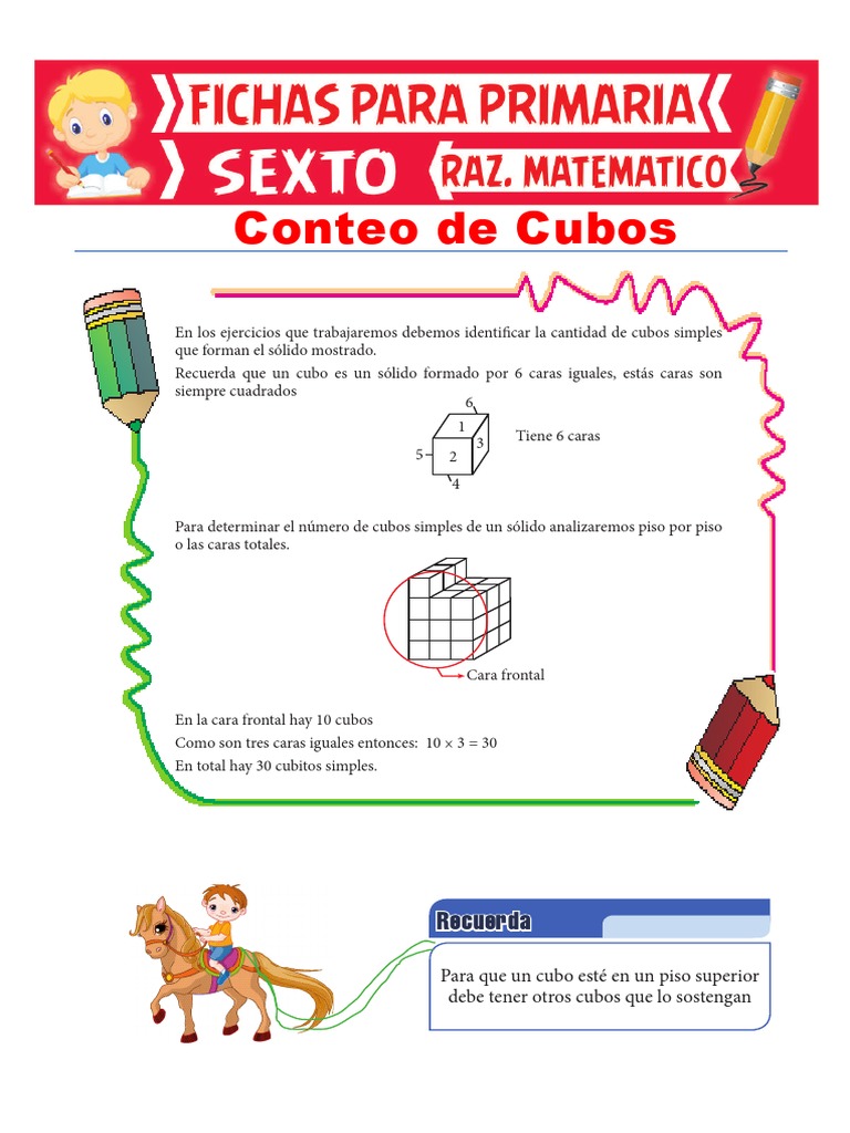 Conteo de Cubos: Ejercicios para Primaria | PDF | Ocio | Deportes