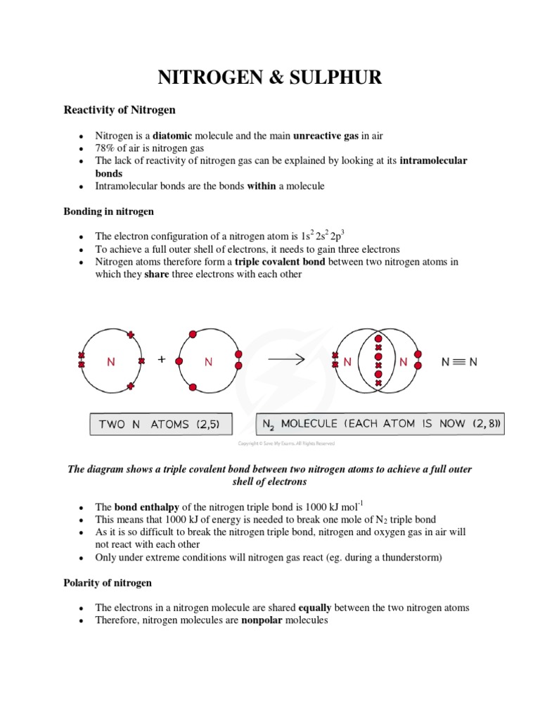 Nitrogen & Sulphur | PDF | Ammonium | Chemical Polarity