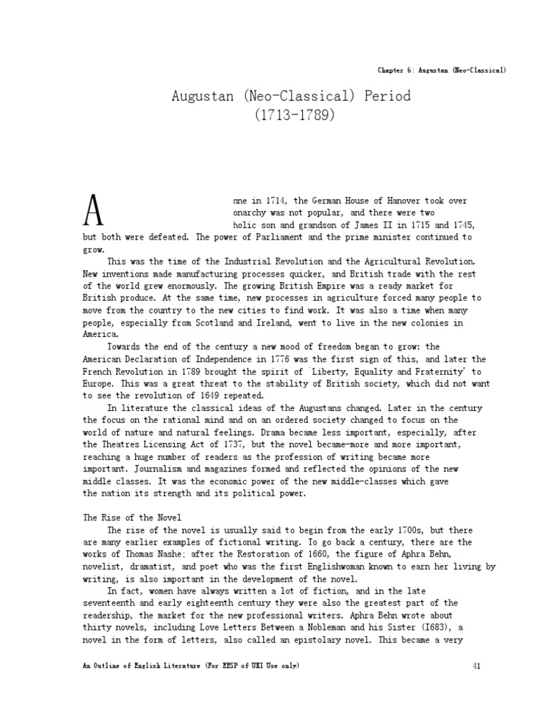 Augustan Literature: Rise of the Novel | PDF | Laurence Sterne | Clarissa