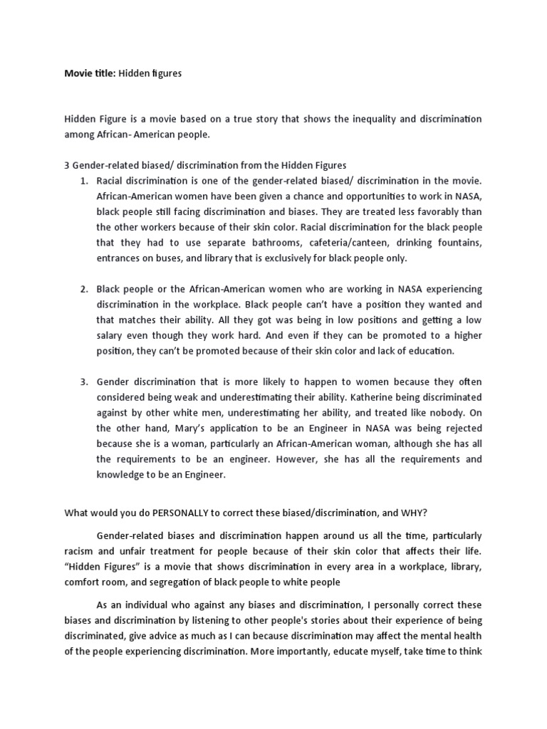 Discrimination in Hidden Figures Explained | PDF | Discrimination | Bias
