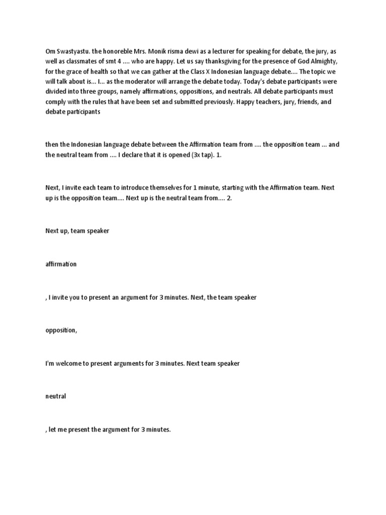 Class X Debate Moderator Script | PDF