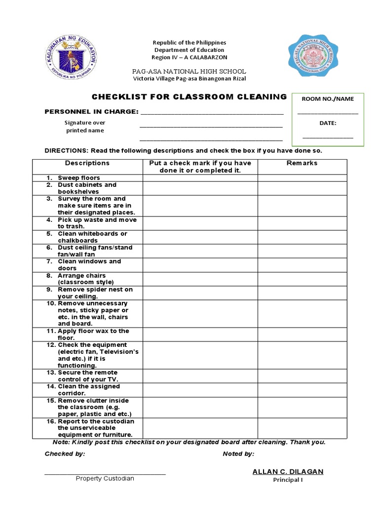 Checklist of Classroom | PDF