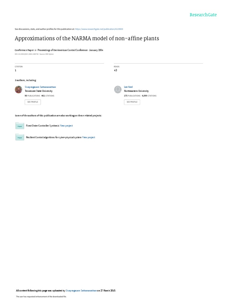 Approximations of The NARMA Model of Nonafine Plants | PDF | Input ...