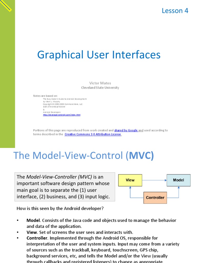 Android Development | PDF | Model–View–Controller | Graphical User Interfaces