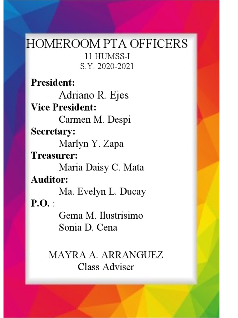Homeroom Pta Officers | PDF
