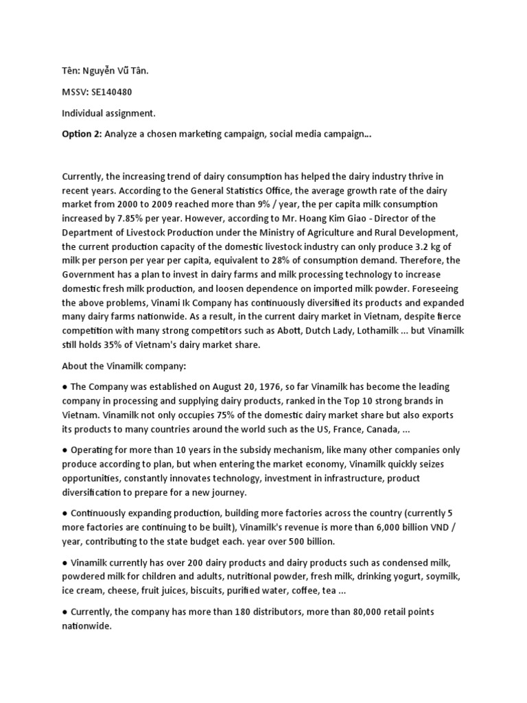 Individual Writing Assignment | PDF | Dairy | Milk