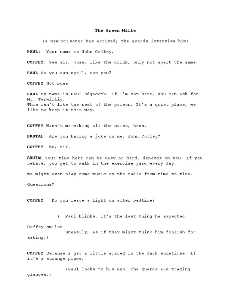 The Green Mile: John Coffey's Story | PDF | Language Arts & Discipline