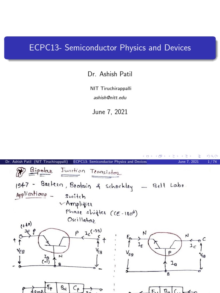 ECPC13-Semiconductor Physics and Devices: Dr. Ashish Patil | PDF | Condensed Matter | Physics