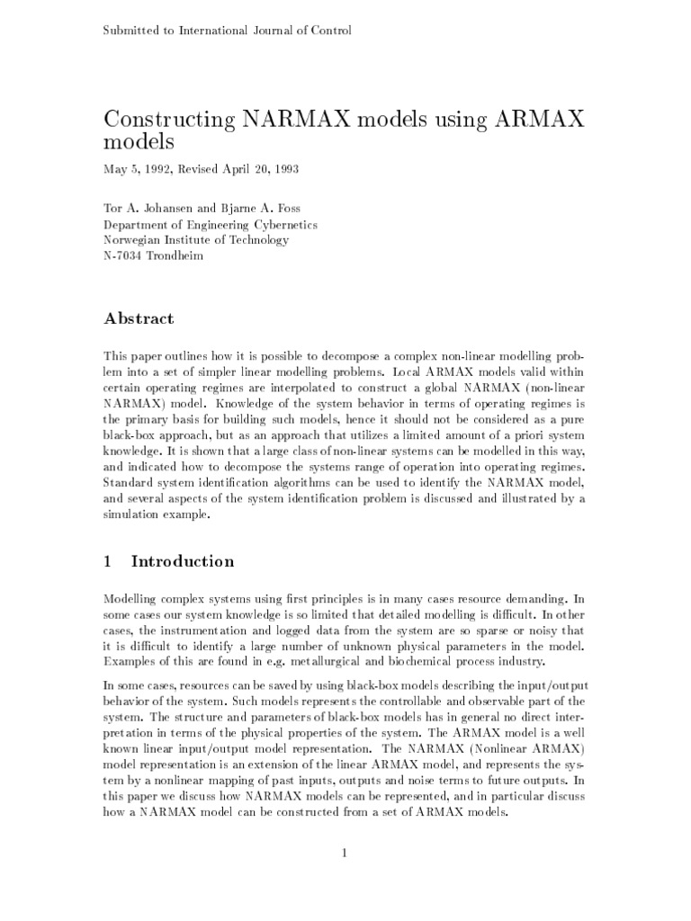 Constructing NARMAX Models Using ARMAX | PDF | Nonlinear System | Interpolation