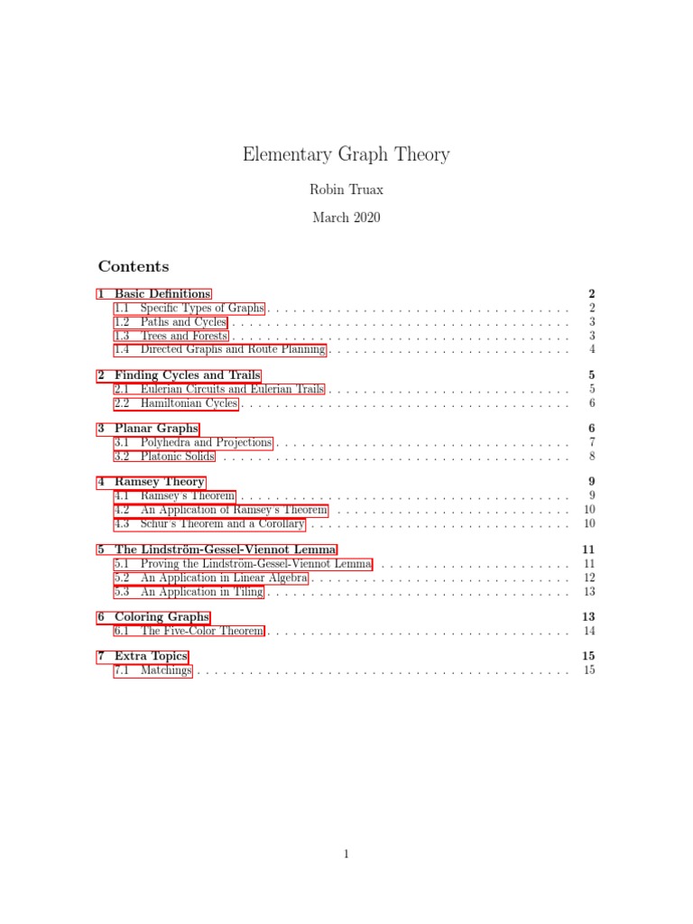 Elementary Graph Theory: Robin Truax March 2020 | PDF | Vertex (Graph ...