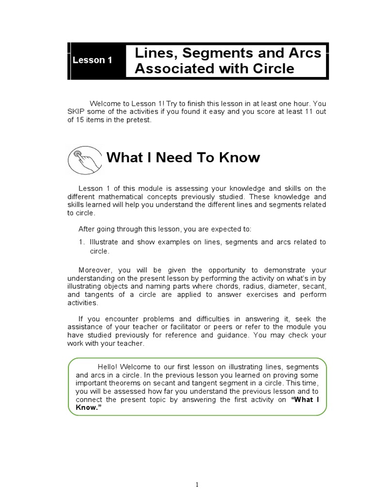 Math10 - Q2 - Module 6 - Lessons 1-4 - v2 | PDF | Circle ...