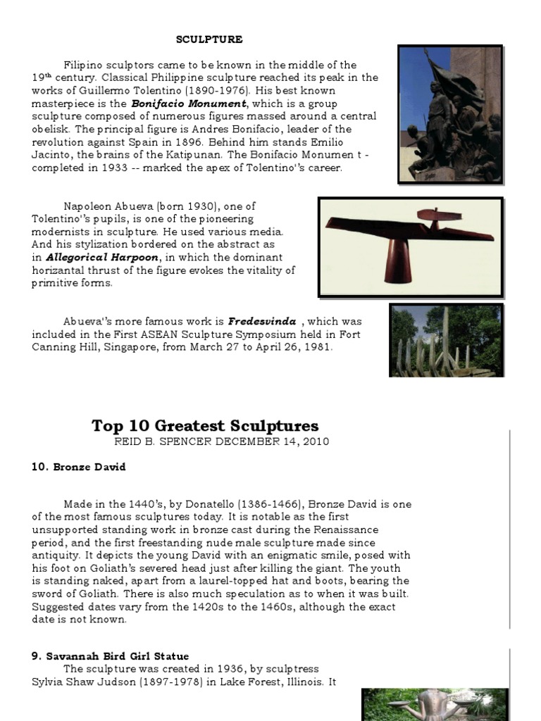 Famous Sculptures | PDF | Sculpture | Arts (General)