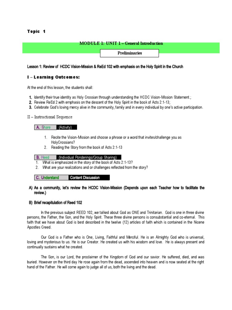 Module 1: Unit 1 - : General Introduction | PDF | God The Father ...