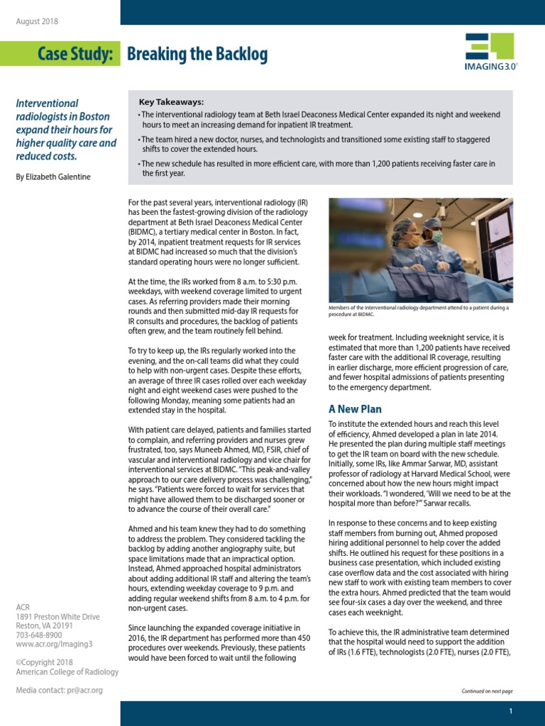Case Study: Breaking The Backlog | PDF | Hospital | Patient