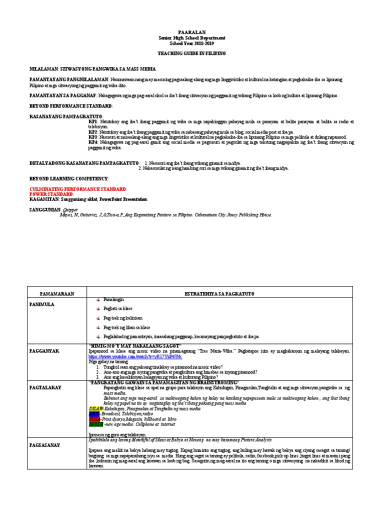 Teaching Guide - Template | PDF