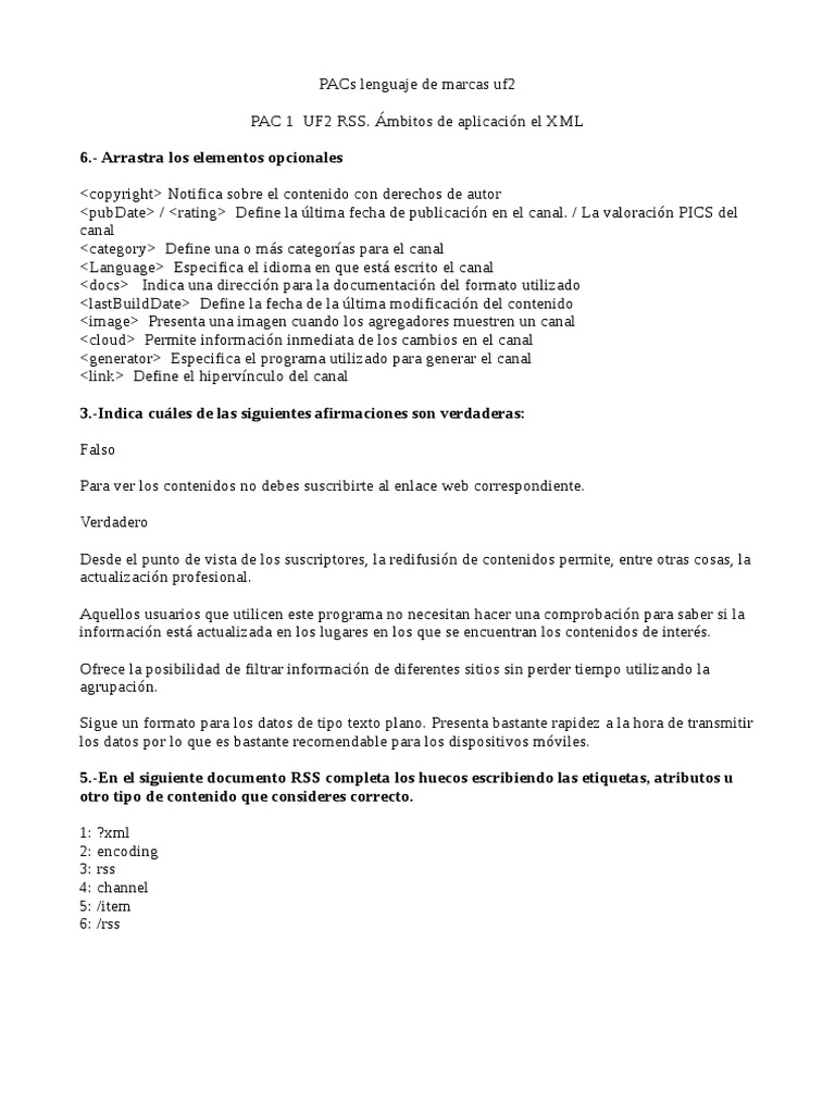 Pac Lenguaje de Marcas UF2 | PDF | X camino | Xml