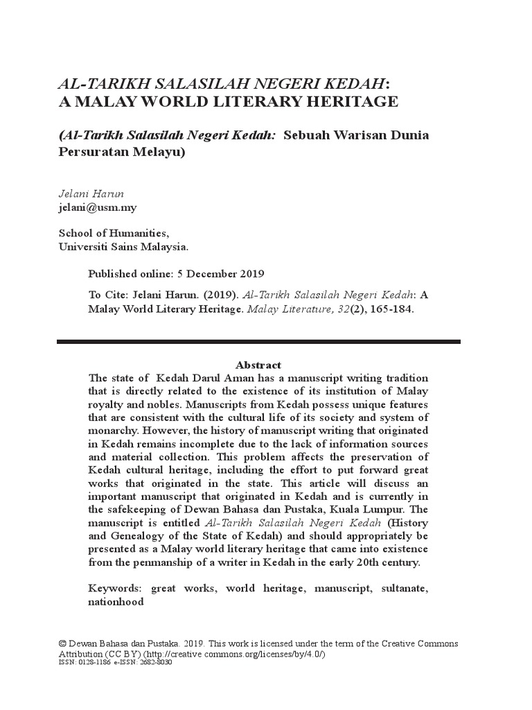 Al-Tarikh Salasilah Negeri Kedah A Malay World Lit | PDF | Malaysia
