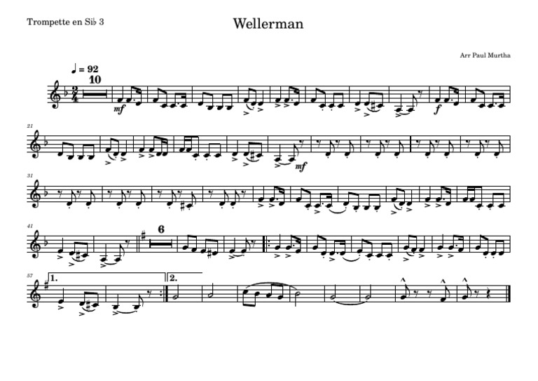 Wellerman-Trompette en Sib 3 | PDF