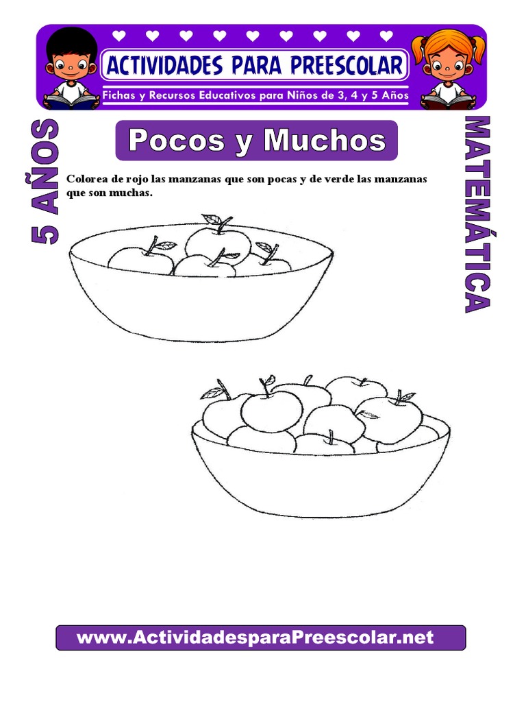 Pocos y Muchos para Niños de 5 Años | PDF