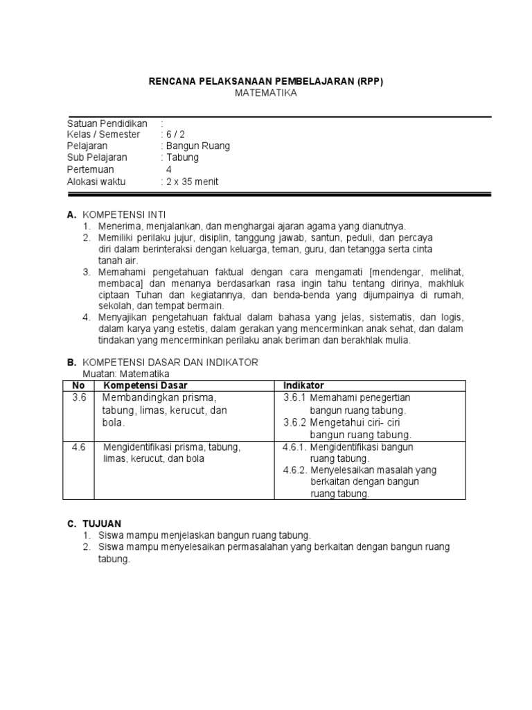 RPP MTK Kls 6 | PDF | Karier & Perkembangan
