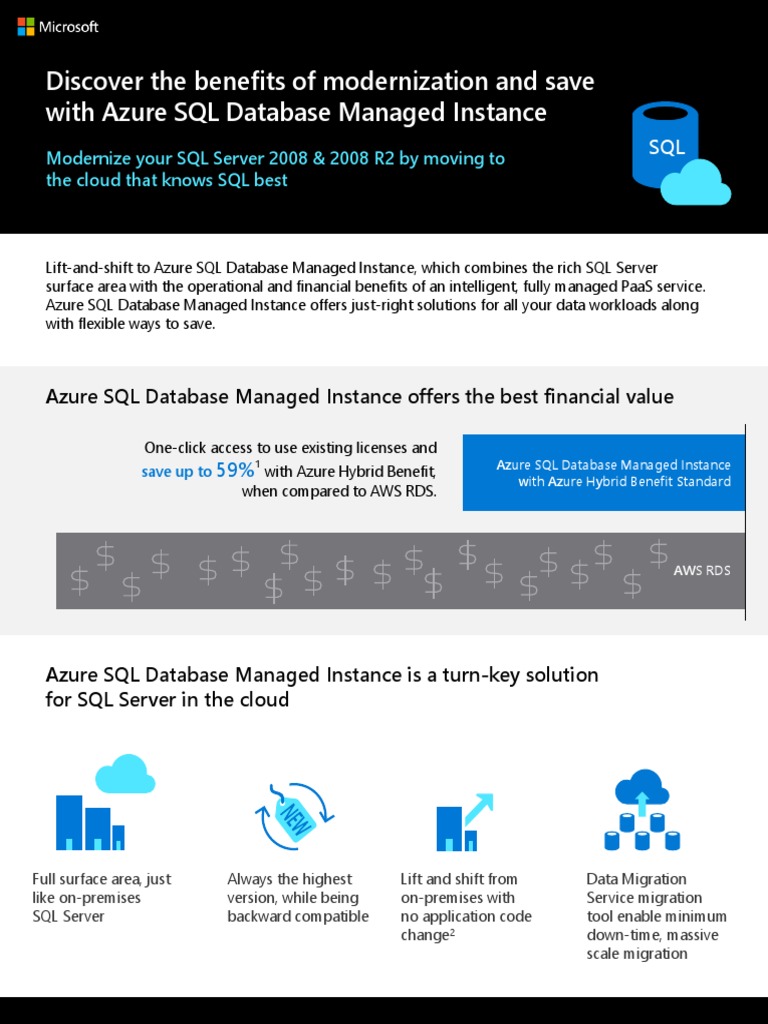 Azure SQL Database Managed Instance Datasheet | PDF | Microsoft Azure | Cloud Computing