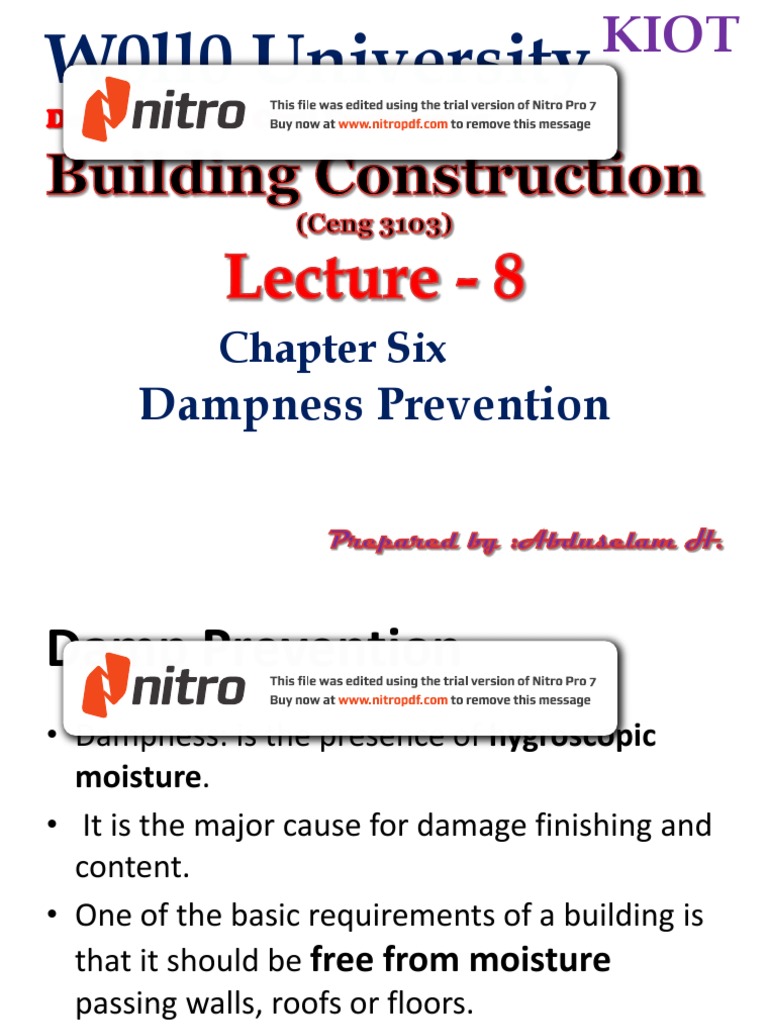 Chapter Six: Dampness Prevention | PDF | Wall | Concrete