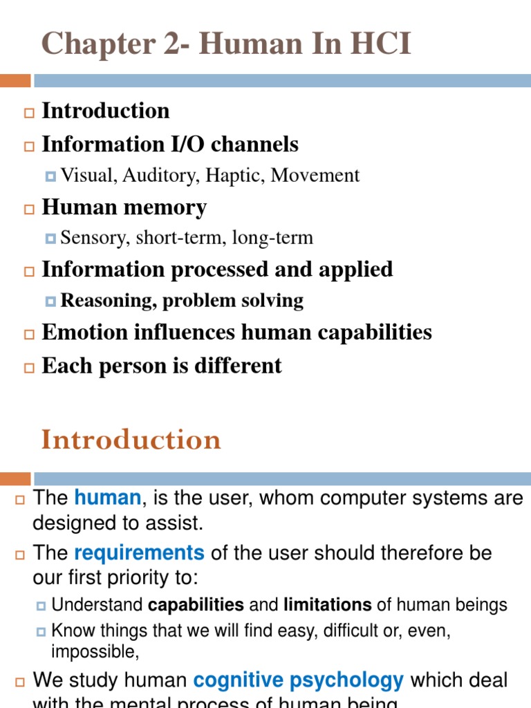 HCI - Chapter 2-Human in HCI | PDF | Visual Perception | Senses
