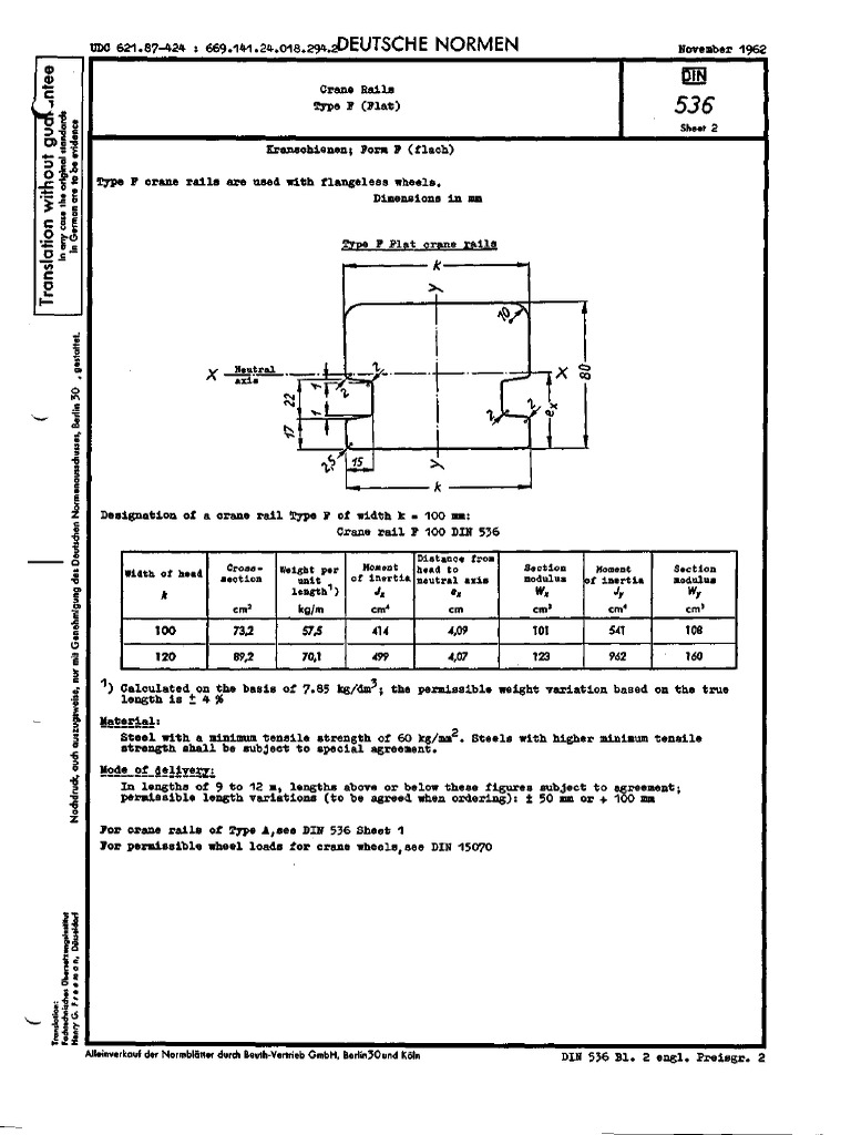 DIN - 536-2 ENG Crane Rails | PDF | Mechanics | Chemistry