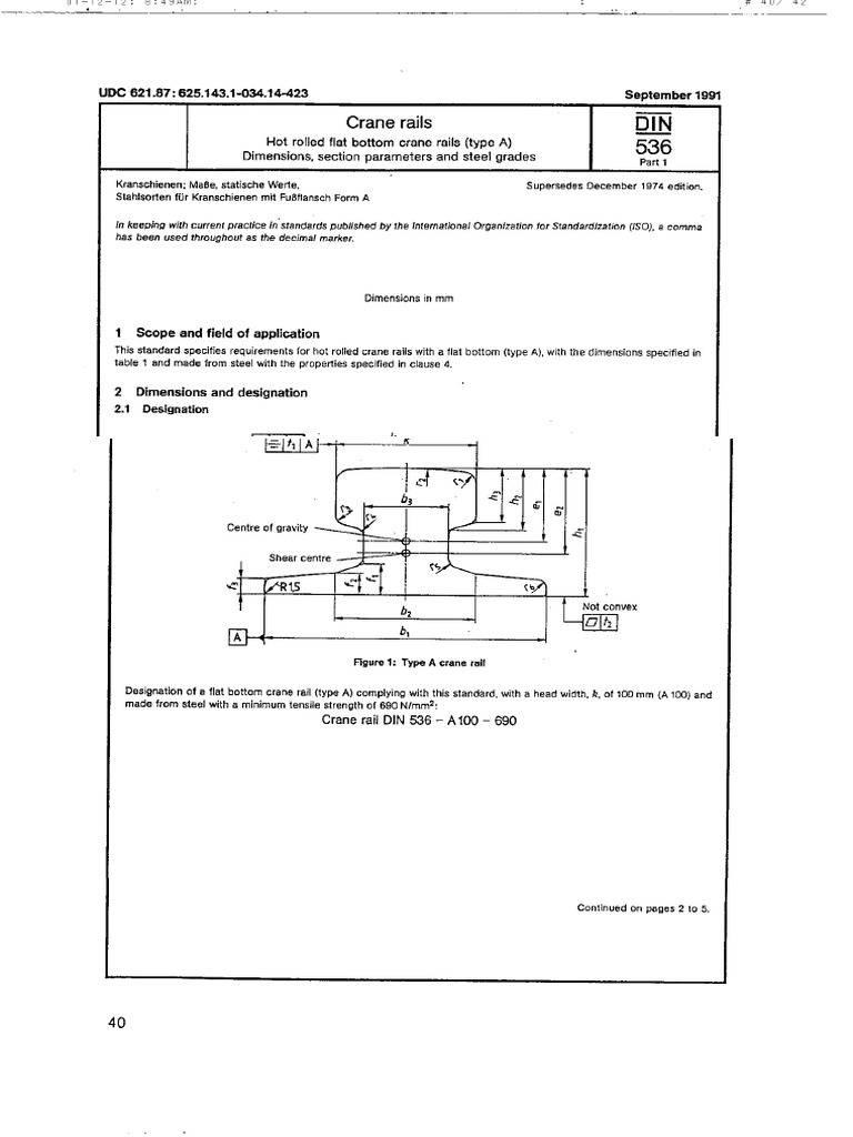 DIN - 536-1 ENG Crane Rails | PDF