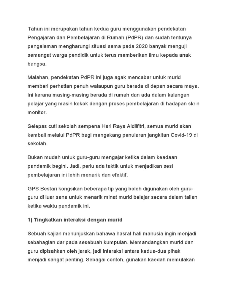 Cara Menarik Minat Murid Utk Pdpr Pdf