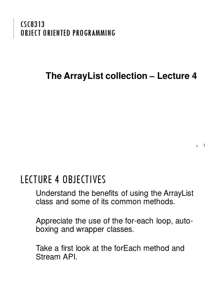 Lecture4 - ArrayList | PDF | Anonymous Function | Method (Computer Programming)
