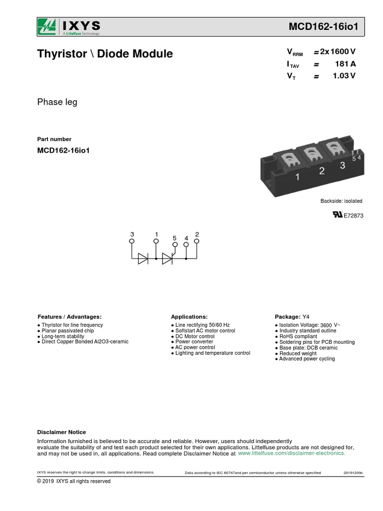 Thyristor / Diode Module: Phase Leg | PDF | Rectifier | Electronic ...