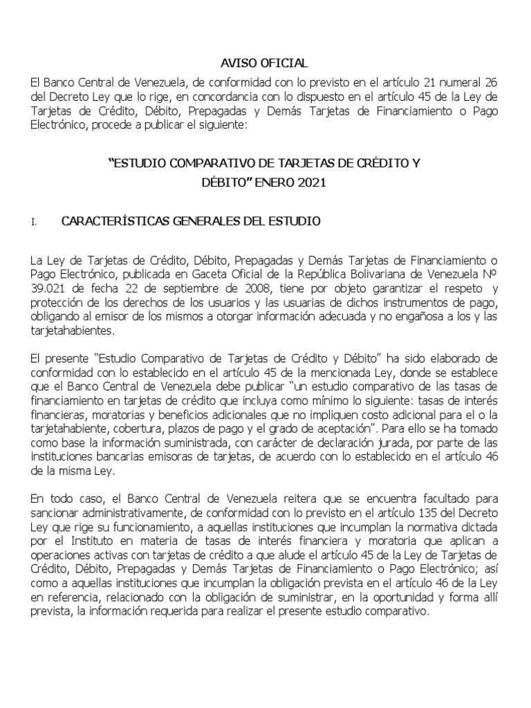 Analisis BCV Comparativo Enero 2021 Gaceta Oficial 42088 | Descargar gratis PDF | Tarjeta de ...