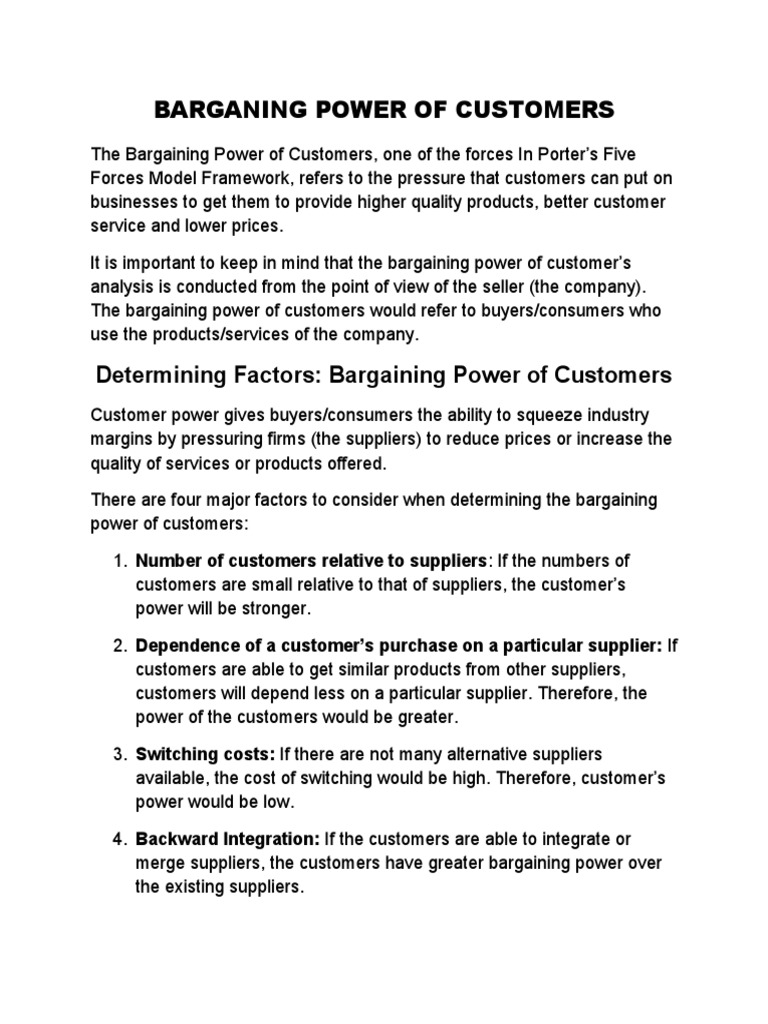 Barganing Power of Customers | PDF | Bargaining | Customer