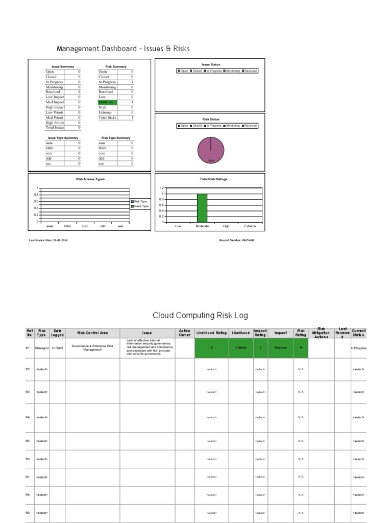 Modello Risk and Issues Management Tool | PDF | Risk | Risk Management