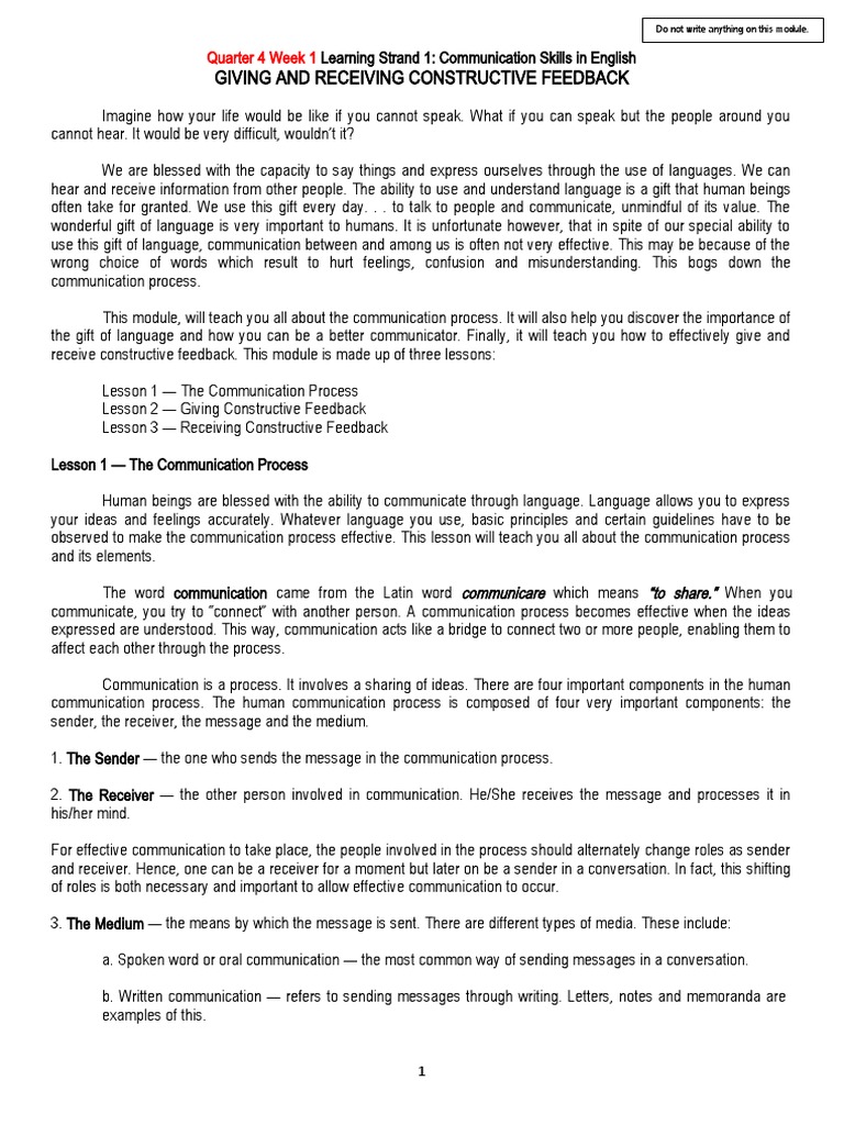 Constructive Feedback | PDF | Communication | Psychology