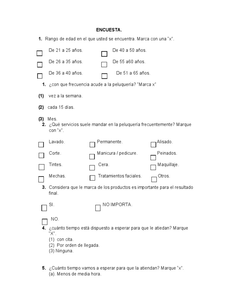 Encuesta de Salon de Belleza | PDF