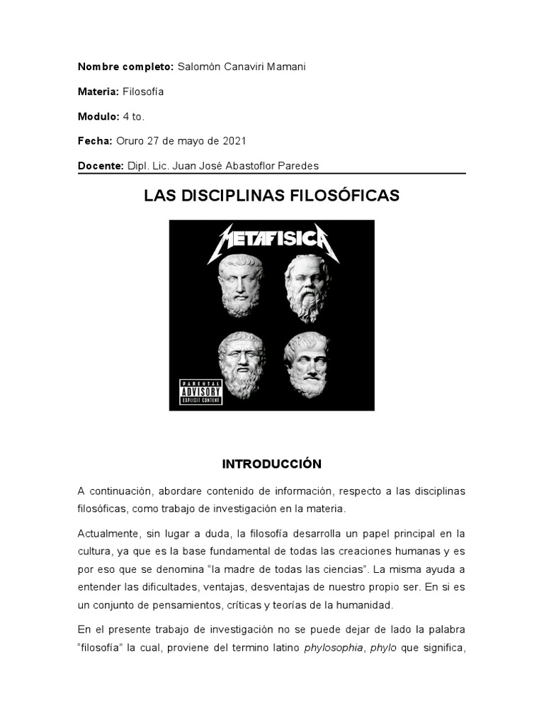 Qué Son Las Disciplinas Filosóficas | PDF | Esencia | Conocimiento