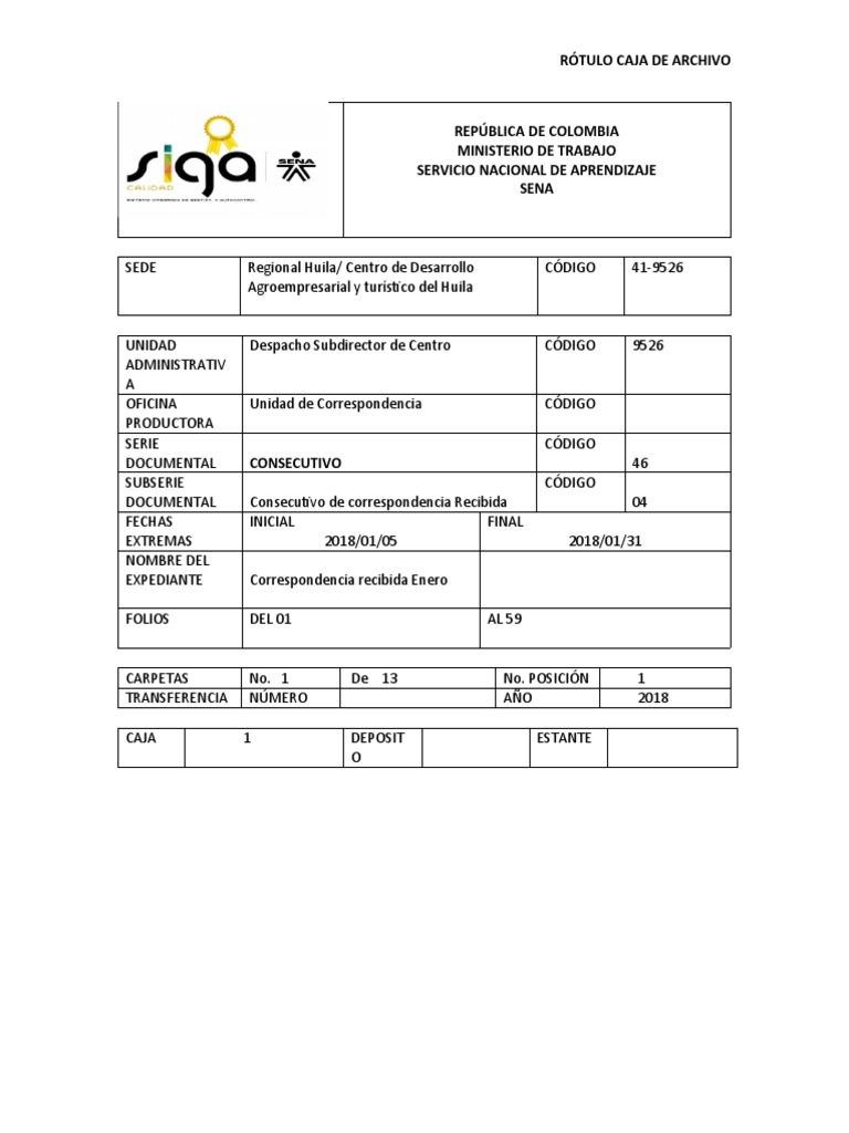 GD-F-018 Rotulo Caja de Archivo | PDF | Informática y tecnología de la ...