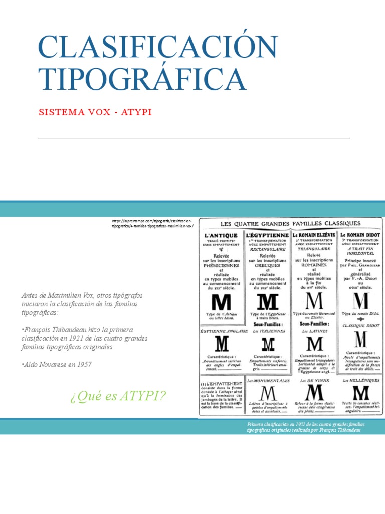 Clasificación Tipográfica Vox-ATYPI | PDF | Impresión | Escritura