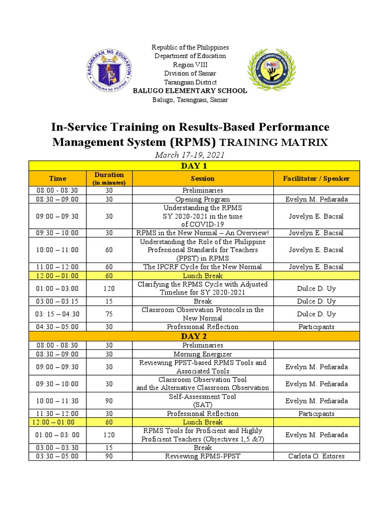 In-Service Training On Results-Based Performance Management System ...