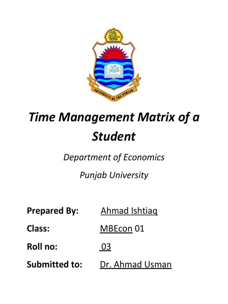 Time Management Matrix of A Student | PDF